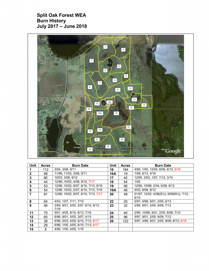 Updated Burn Map from FWC - Friends of Split Oak Forest